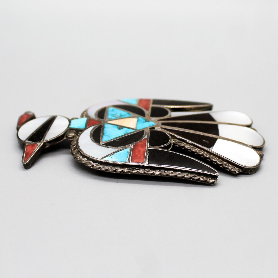 VINTAGE ZUNI INLAY THUNDERBIRD PIN by V.Y.-NATIVE AMERICAN | eBay