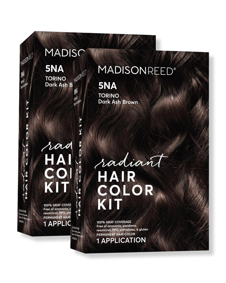 Radiant Hair Color Kit | 5NA Dark Ash Brown (Torino Brown) for 100% ...