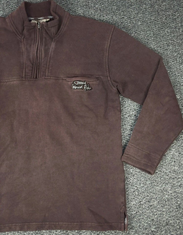Vintage Weird Fish Quarter Zip Fleece Pullover Brown Size M | eBay UK