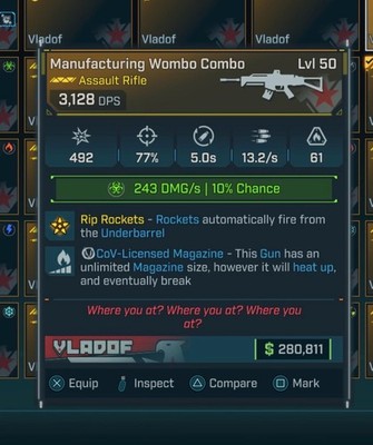 🔥Borderlands 4 [PS5/XBOX/PC] Vladof Wombo Combo ALL ELEMENTS Guns LVL ...