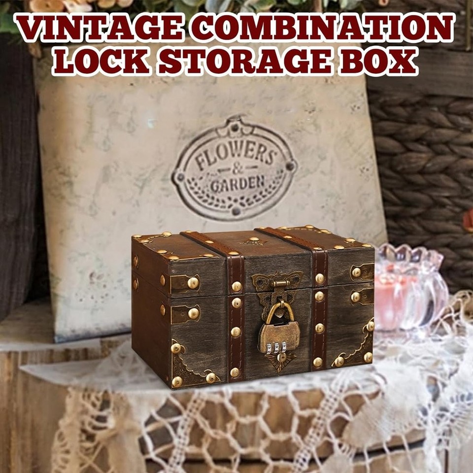Small Distressed Wooden Chests Jewellery Box Treasure Chest Trunk ...
