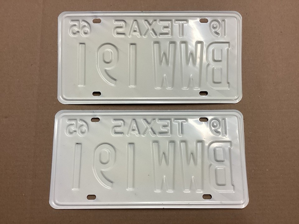 VINTAGE 1965 TEXAS LICENSE PLATE SET HIGH QUALITY ORIGINALS BWW 191 | eBay