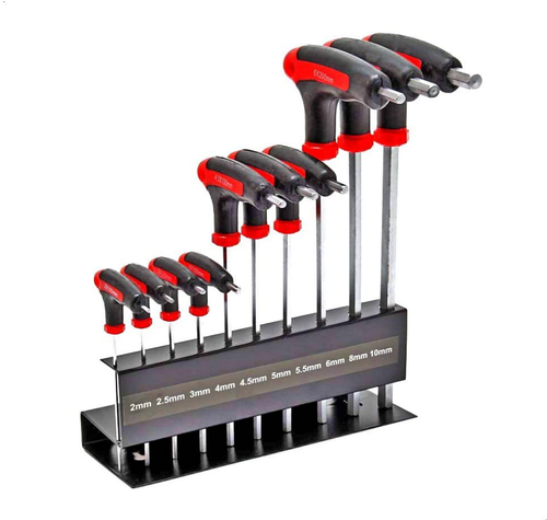 JEU DE 10 CLES ALLEN MALES HEXAGONALES EXTRA LONGUES POIGNEE T SUR SUPPORT 3701524009537 | eBay