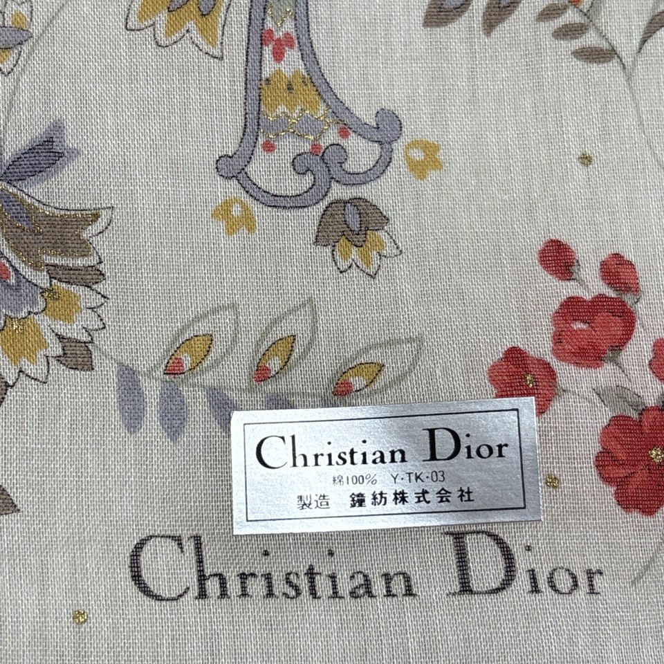 Christian Dior Cotton Scarf 19in Square 3 Set Floral Polka Dot Stripe ...