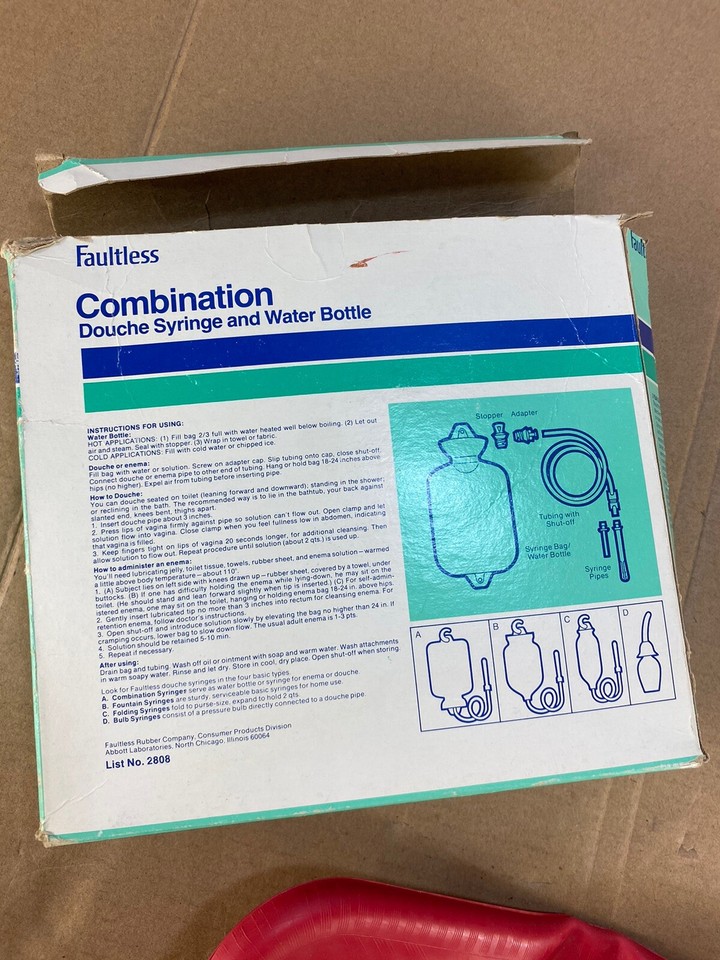 Vtg 60s 70s Combination fountain syringe with hose/nozzle Douche Enema ...