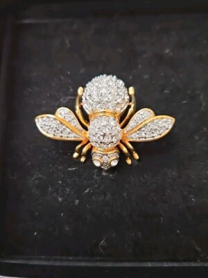 JOAN RIVERS LARGE CLEAR CRYSTAL QUEEN BEE PIN BROOCH | eBay