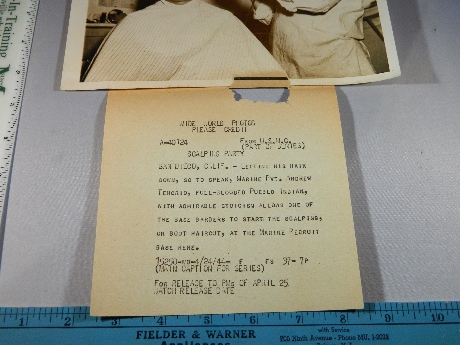 Rare Historical Original VTG 1944 Pueblo Indian Marine Pvt Andrew ...
