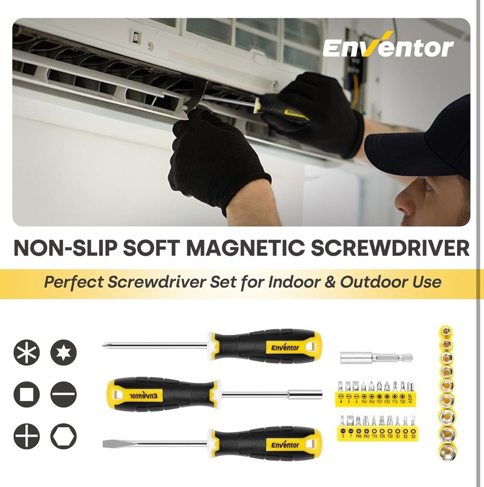 Enventor Tool Kit Set, 108PCS General Household Hand Tool Kit | eBay UK