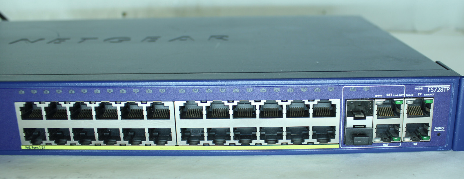 Netgear FS728TP v2 Prosafe 24+4 PORTS 10/100 Smart PoE Switch with Rack ...