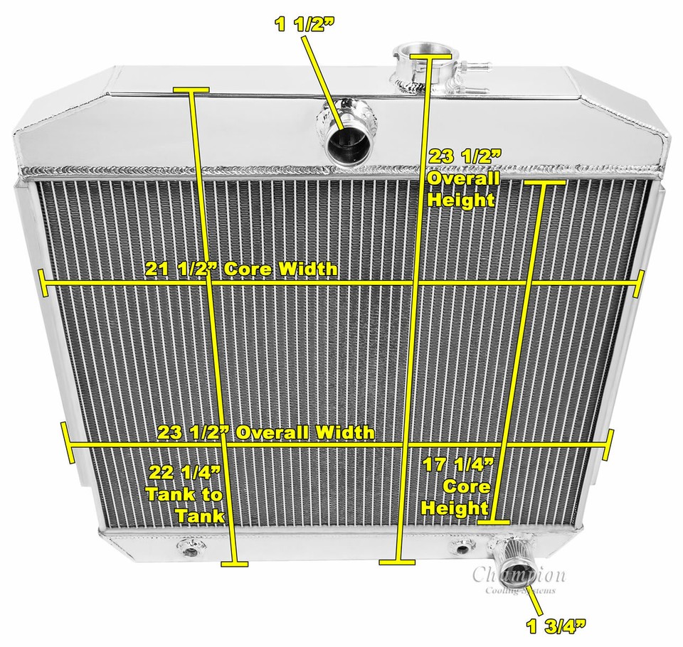 3 Row MN Champion Radiator W/ 2 10" Fans for 1955 1956 1957 Chevy Bel ...