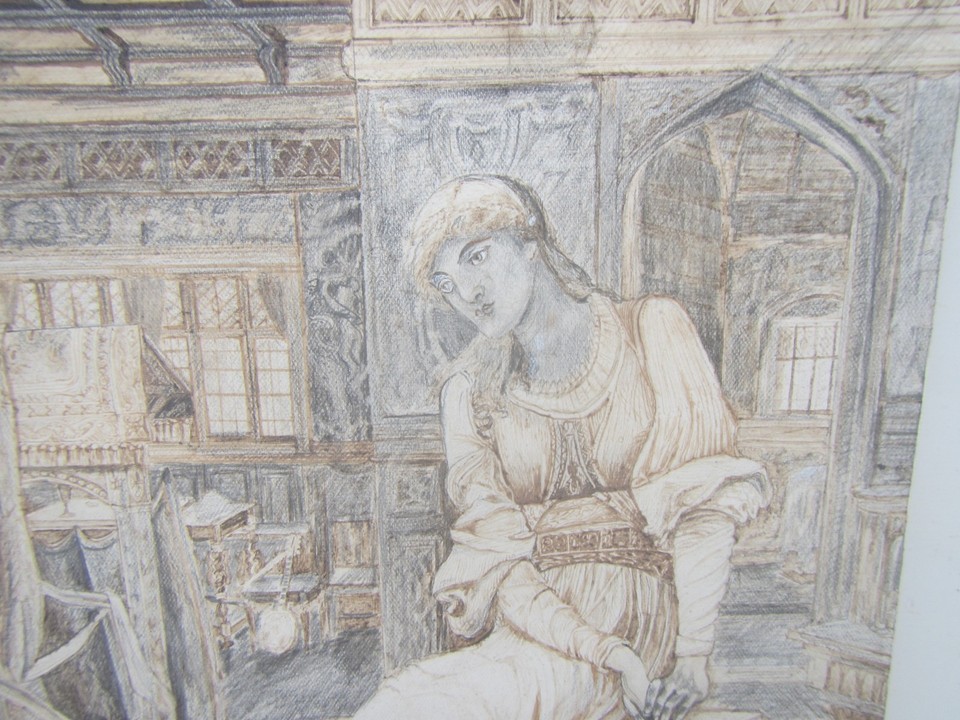Old Watercolour Painting of Elaine (after John Melhuish Strudwick ...