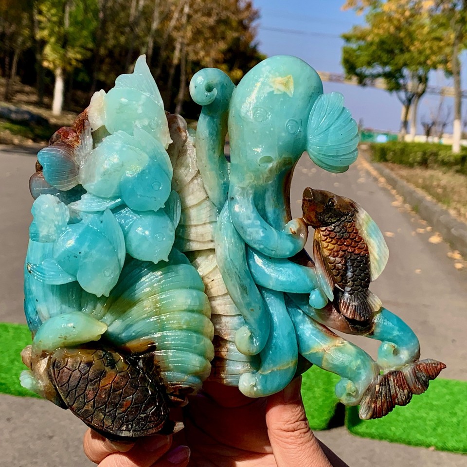 3.1LBpounds natural Amazon stone beautiful hand carved Amazon spiritual decorat | eBay UK