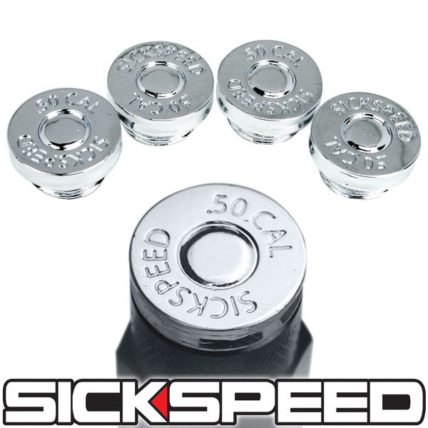 4 CHROME .50 CAL BULLETS TIPS FOR SICKSPEED SPIKED TUNER LUG NUTS ...