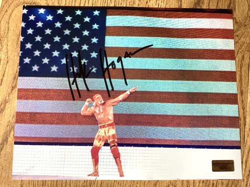 Hulk Hogan Signed Autographed 8x10 WWF WWE W/ COA Hogan Iconic USA Flag ...
