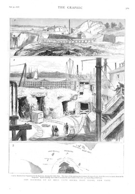 The Blowing Up of Hell Gate Rocks, East River, New York - 1876 ...