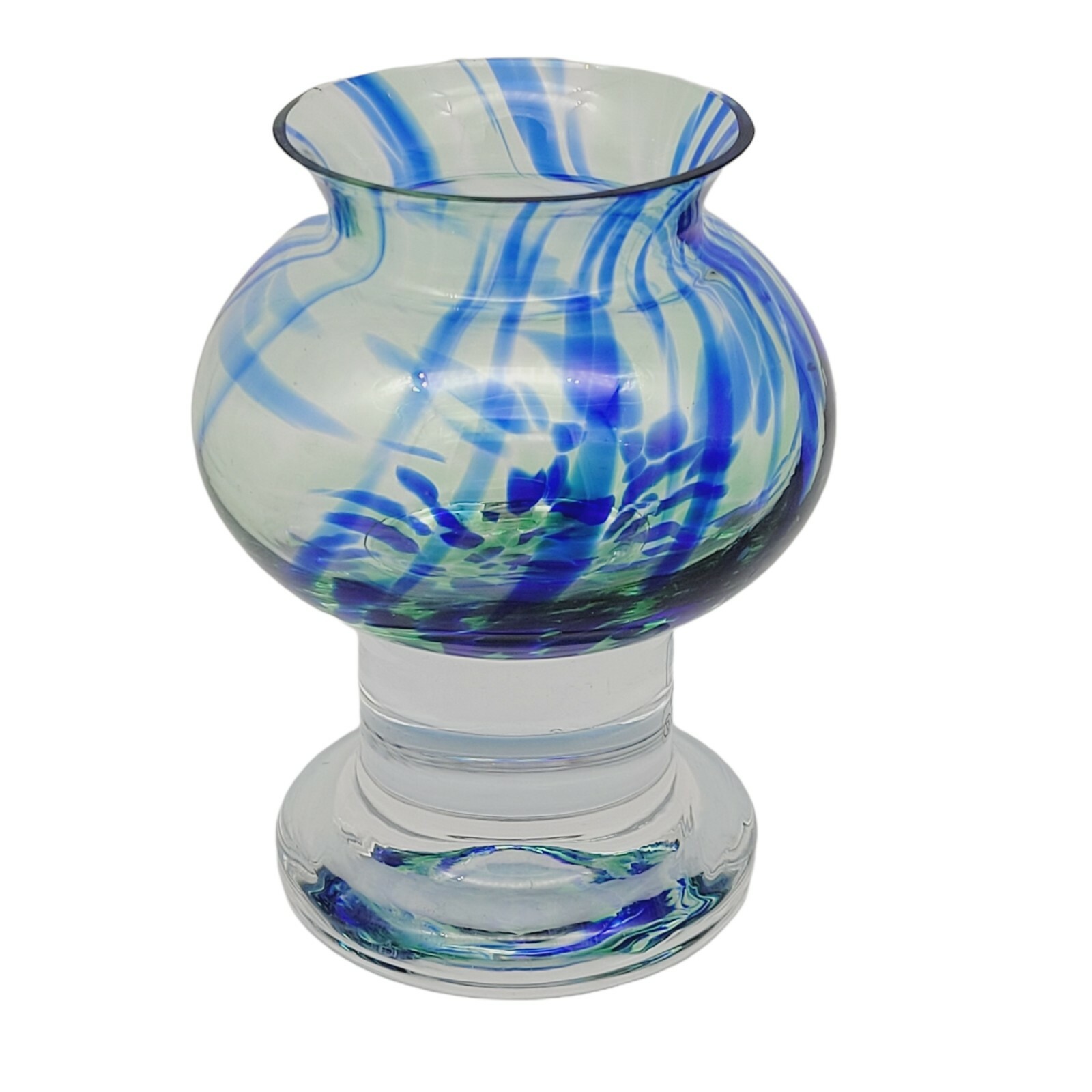 Art Glass Sea Of Sweden Bjorn Ramel Blue Green Swirl Heavy Footed ...