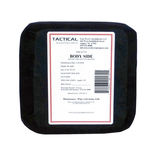 Tactical Scorpion Body Armor Plates Level III+ 3 PE Polyethylene | Size ...