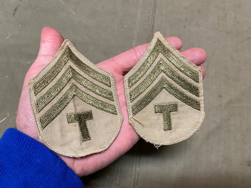 ORIGINAL WWII US ARMY SUMMER KHAKI NCO TECH SERGEANT ACKET INSIGNIA ...