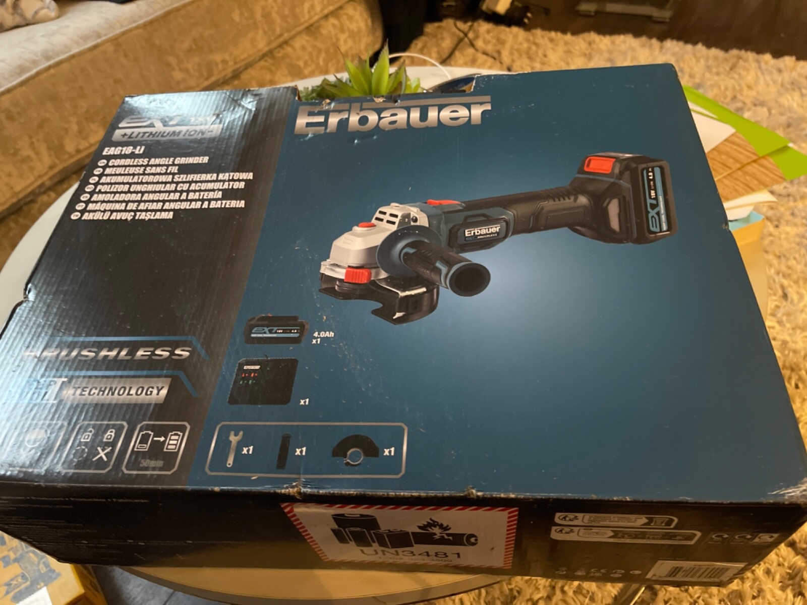 Erbauer EXT 18V 4Ah Li-ion 115mm Cordless Angle grinder 1 battery EAG18 ...