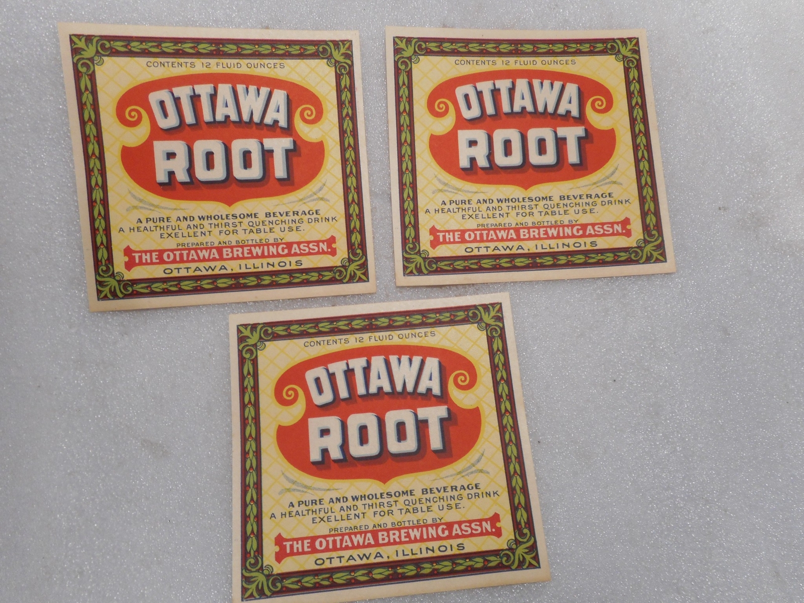 3 Vintage Ottawa Brewing Ottawa Root Soda Bottle Labels 12 Ounce | eBay