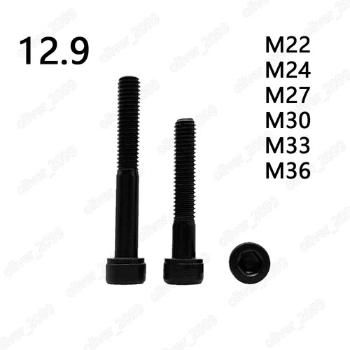 Black 12.9 Steel Hex Socket Bolts Cap Head Screws Partial Thread M22 ...