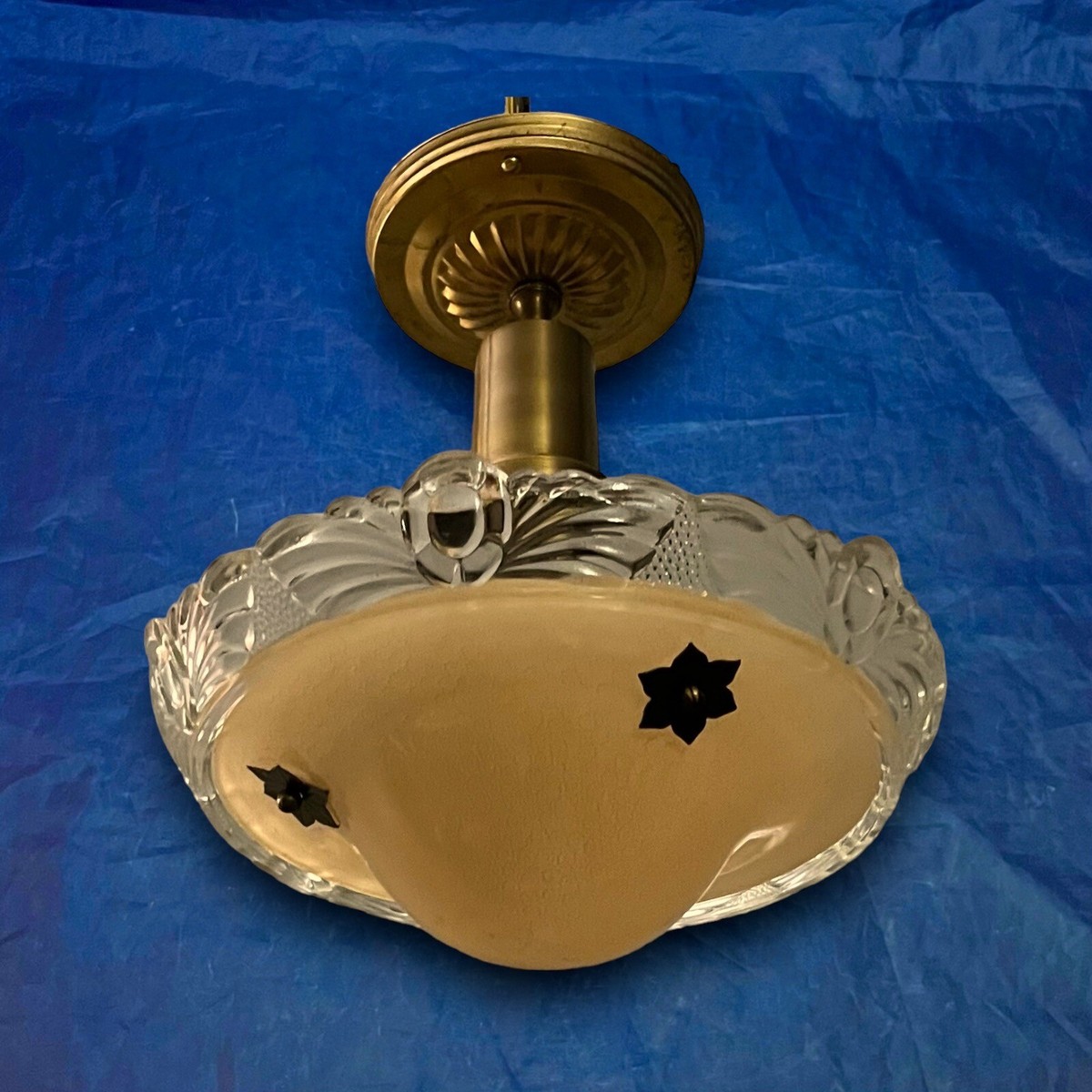 Three Chain Ceiling Light Fixture Shop 1913 Brascolite Antique