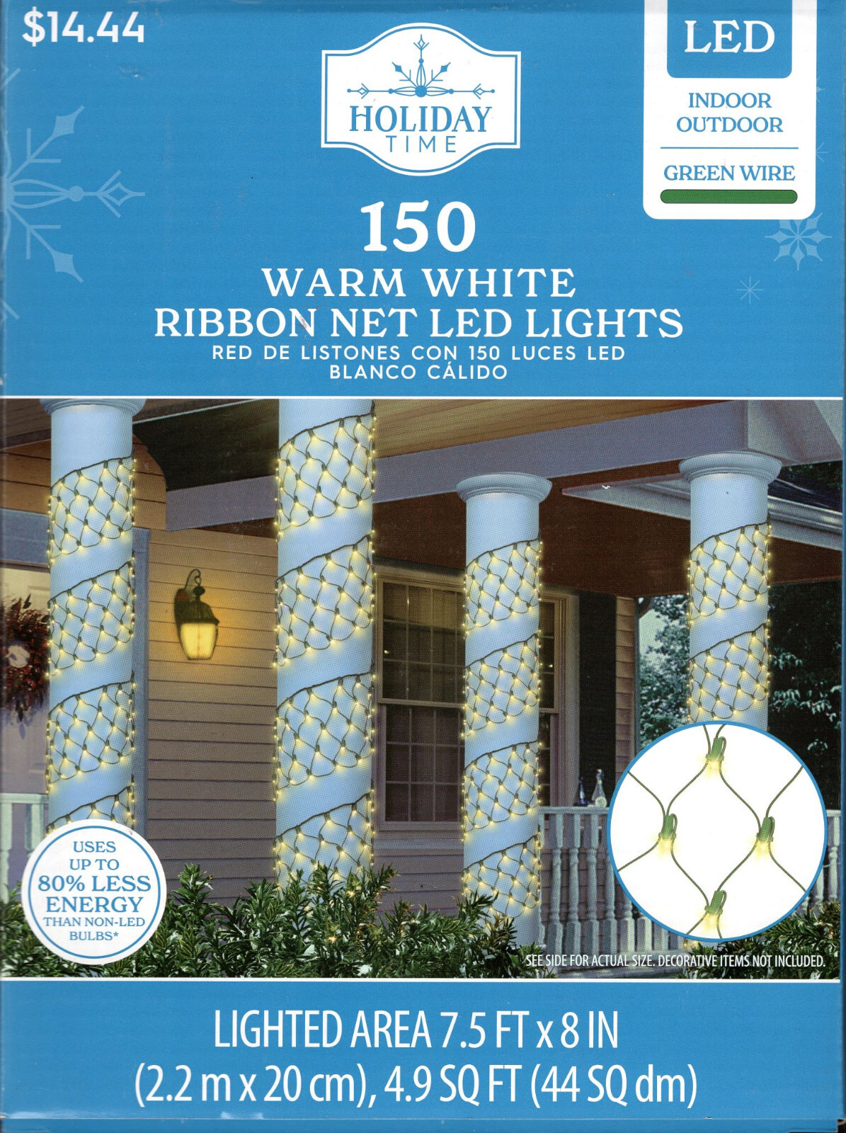 HOLIDAY TIME 72-575A 150CT WARM WHITE RIBBON NET LED LIGHTS 90x8" - NEW ...