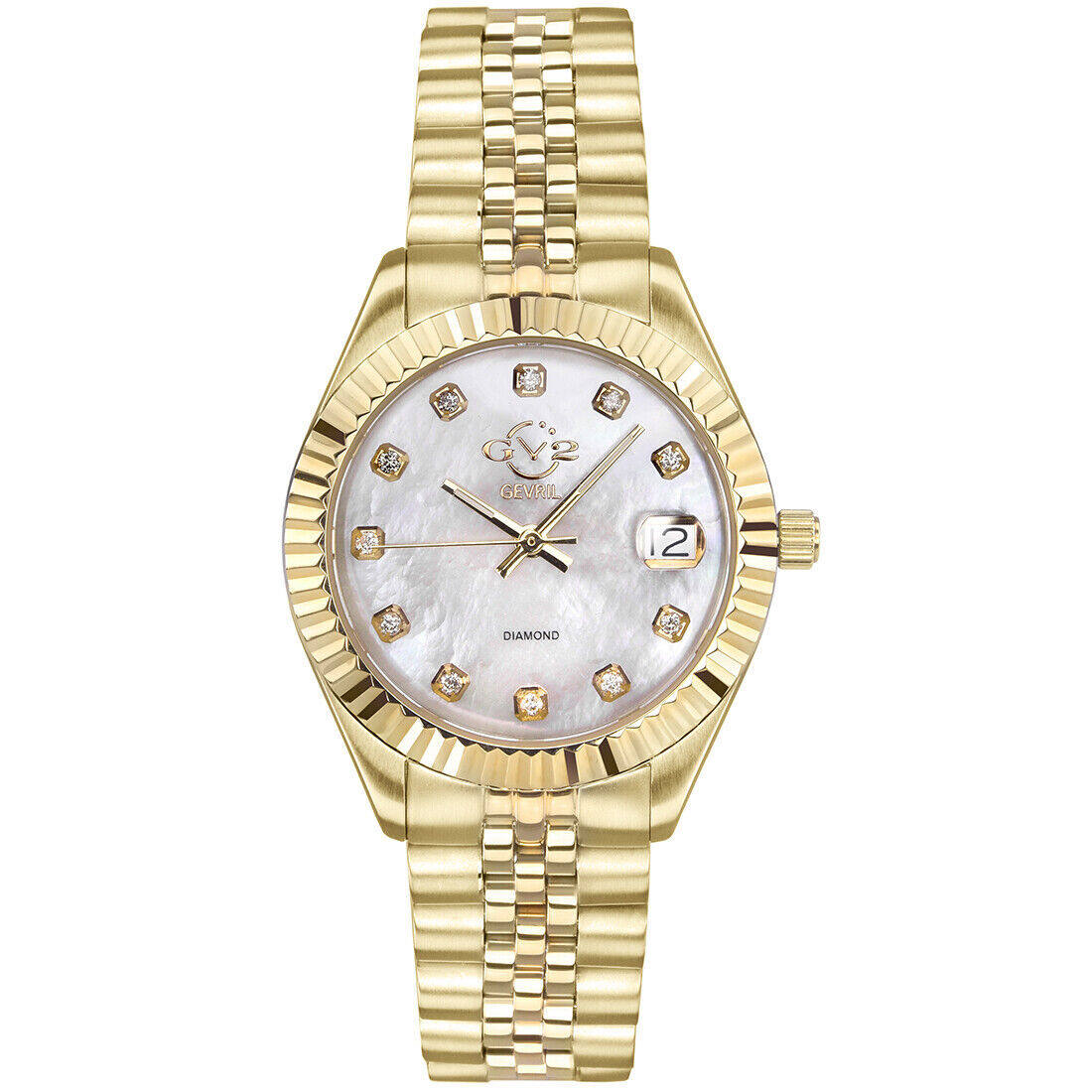 GV2 Gevril 34 mm Gold Tone Stainless Steel Case with Gold Tone ...
