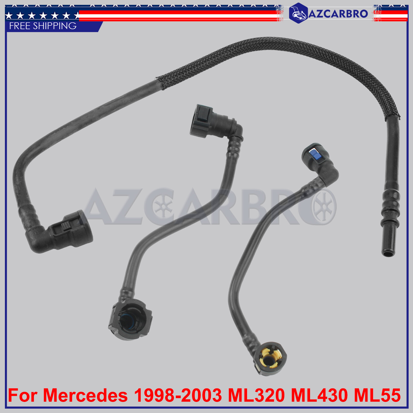 For Mercedes 98-05 W163 ML320 ML430 ML55 AMG V6 V8 Set of 3 Fuel line ...