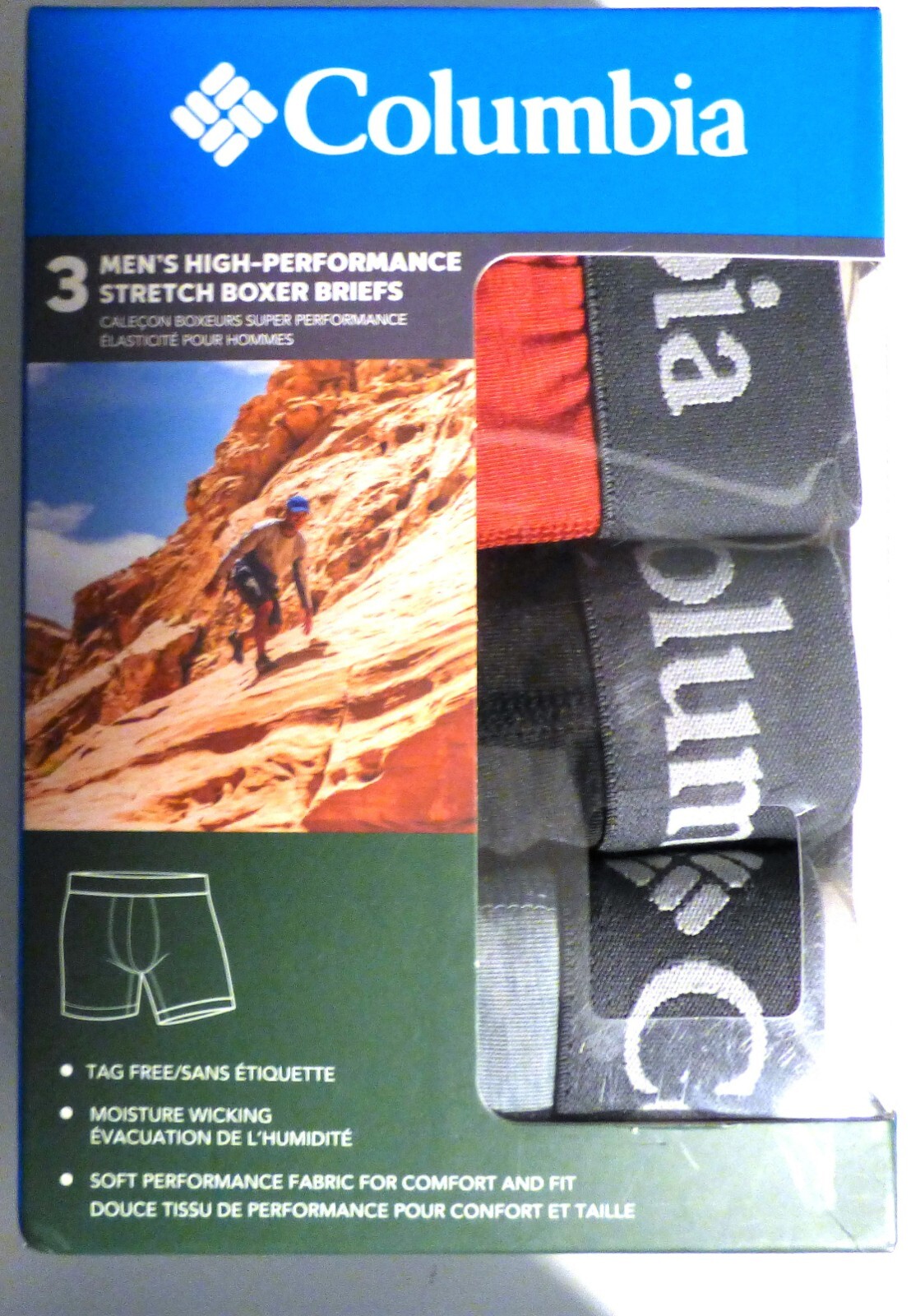 COLUMBIA Boxer Briefs Mens 3 Pack High Performance Stretch Pick Size S ...