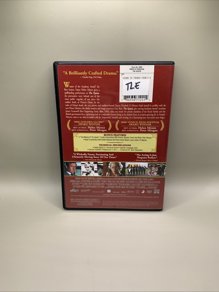 The Queen (DVD, 2007) Widescreen Edition Helen Mirren James Cromwell ...
