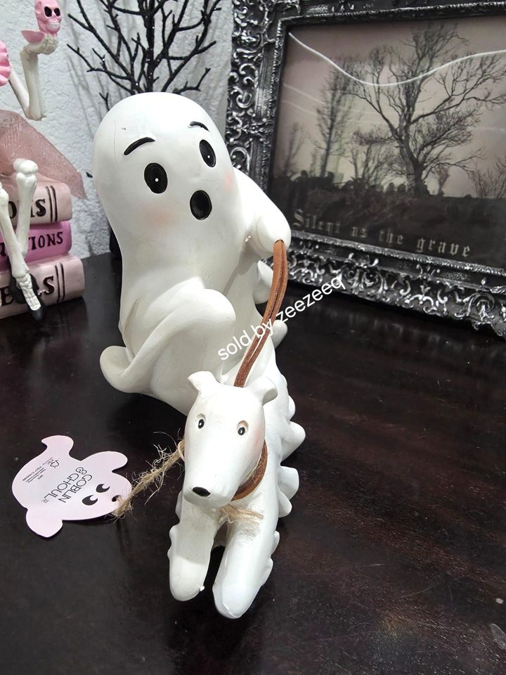 Goblin And Ghoul Ghost Walking Dog Halloween Figurine Spooky Ghost Dog ...