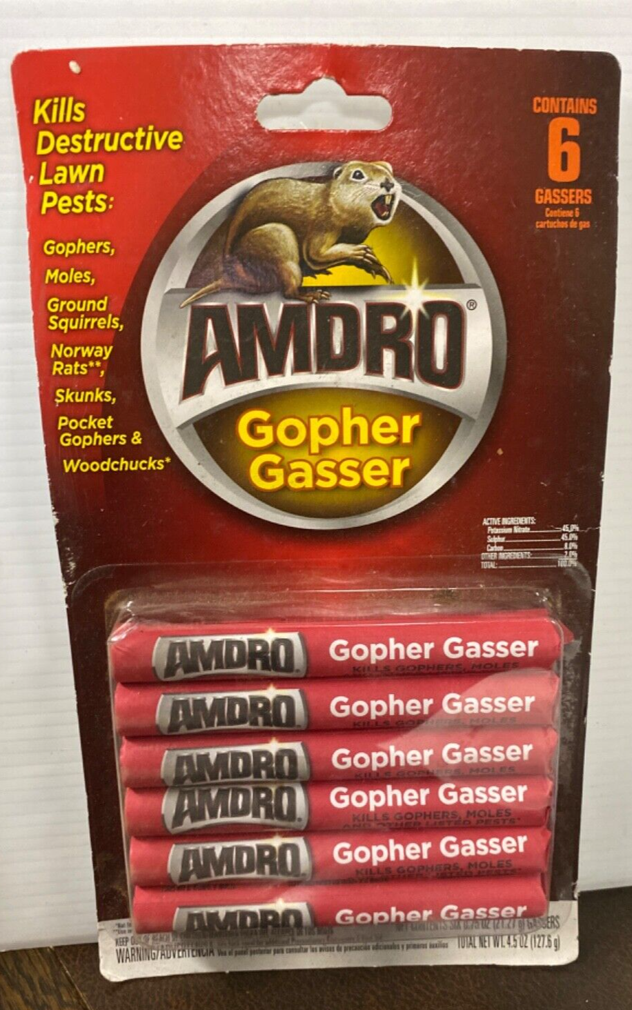 New Gopher Poison Gopher Gasser, (1 Pack) 6 Gassers, 0.75 oz, | eBay