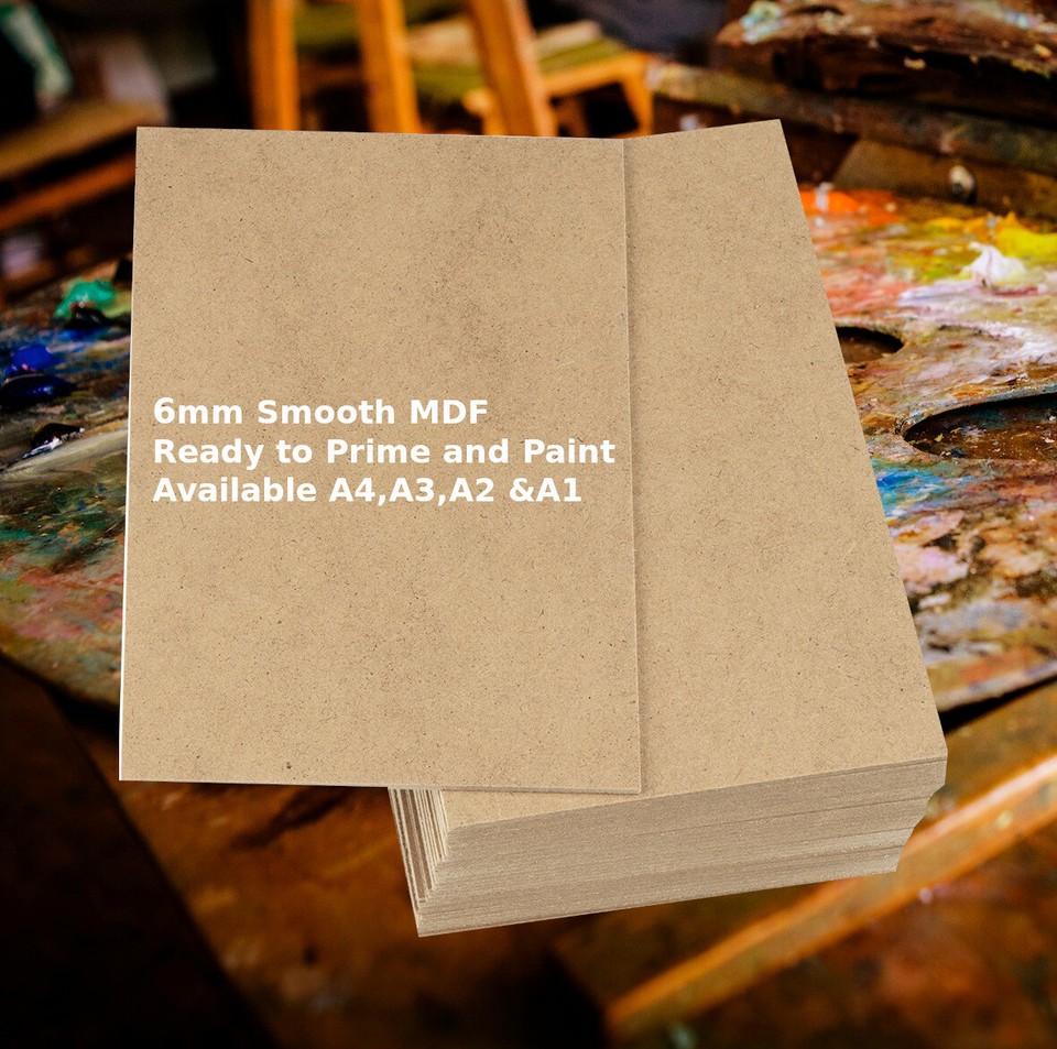MDF Smooth Boards. DIY, Artist Boards. A4, A3, A2, A1. 3mm 6mm and 9mm ...