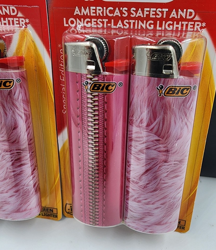 4 Bic Lighters - Special Edition, Women's Gift, Pink Leather, Fur ...