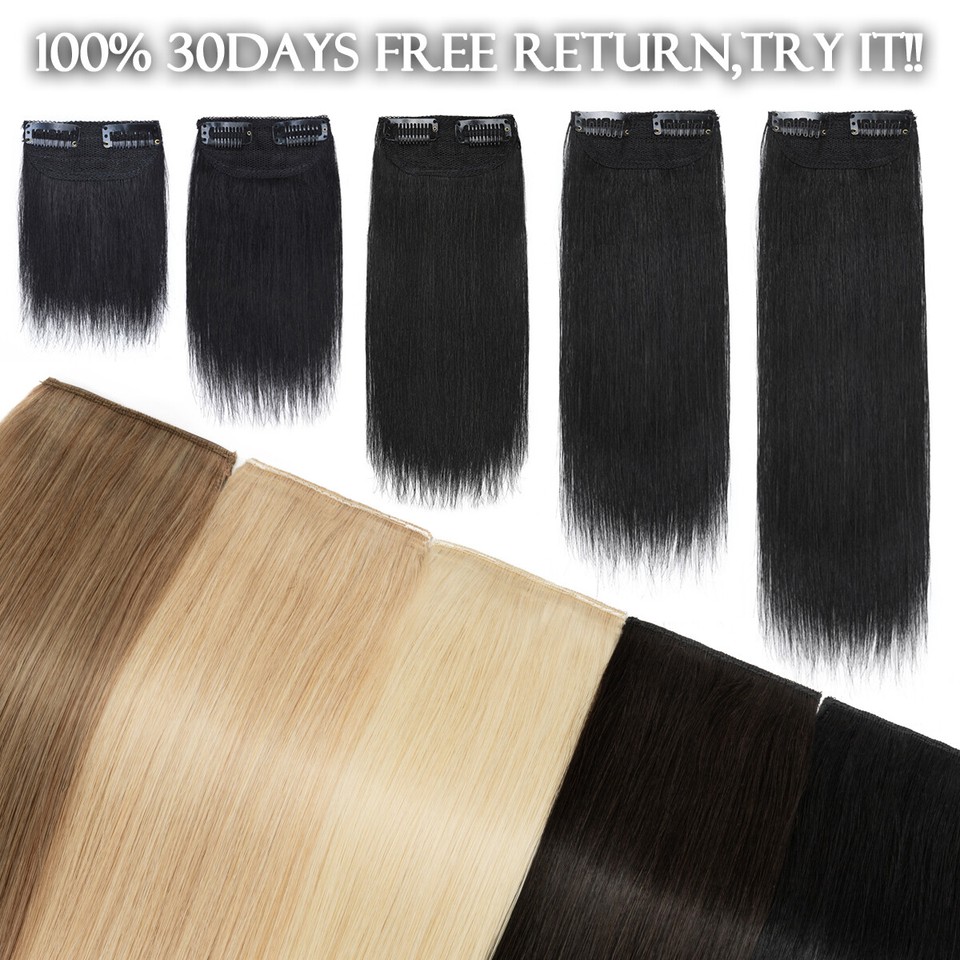 Real Fluffy Clip In 100% Remy Human Hair Extensions Side Patch Mini ...