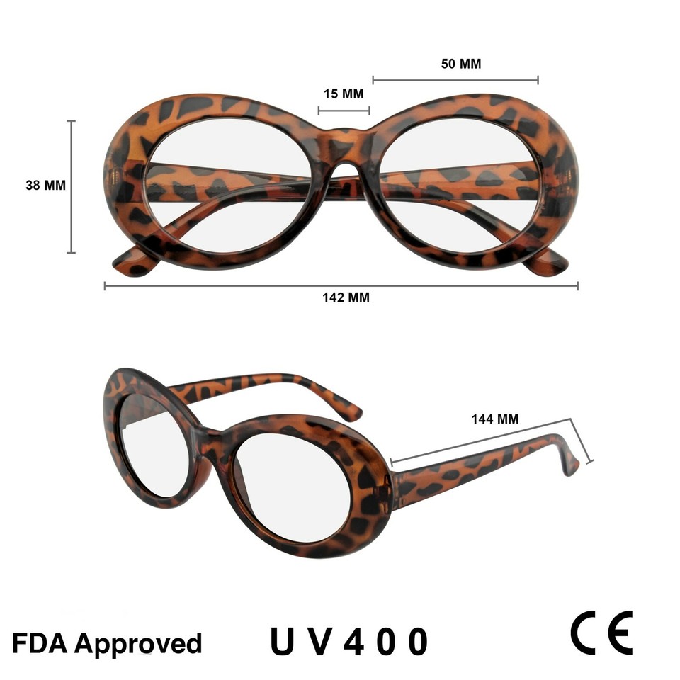 Retro Flat Round 1990's Fashion Clout Goggle Oval Clear Lens Eyewear ...