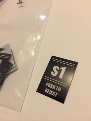 Push To Reject Arcade Coin Door Button Insert - $1 - 10 Pack - 18 x ...