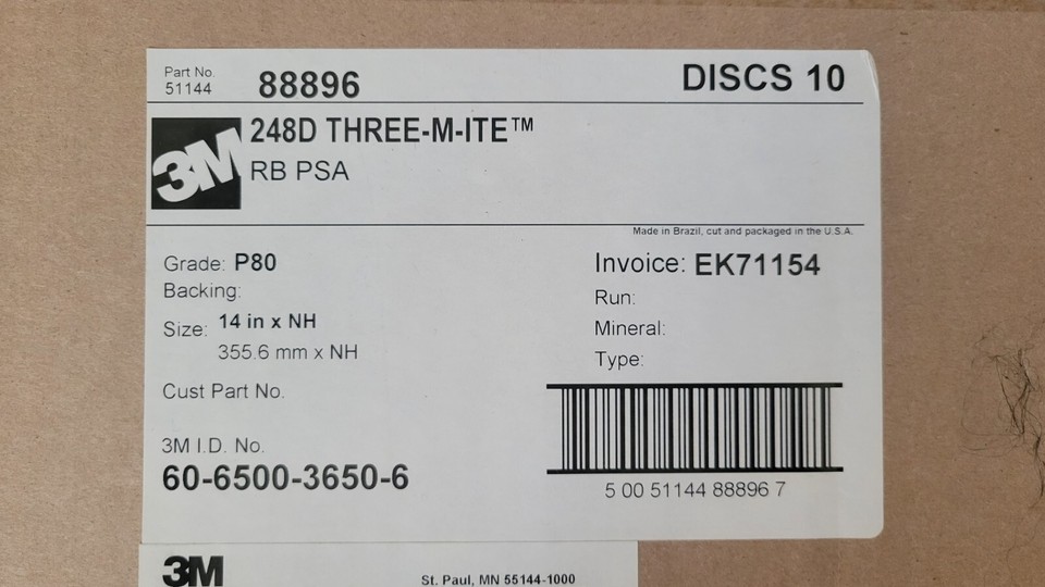 Box of 10, 3M 248D PSA #80-88896, 14", Grade P80, Sanding Discs | eBay