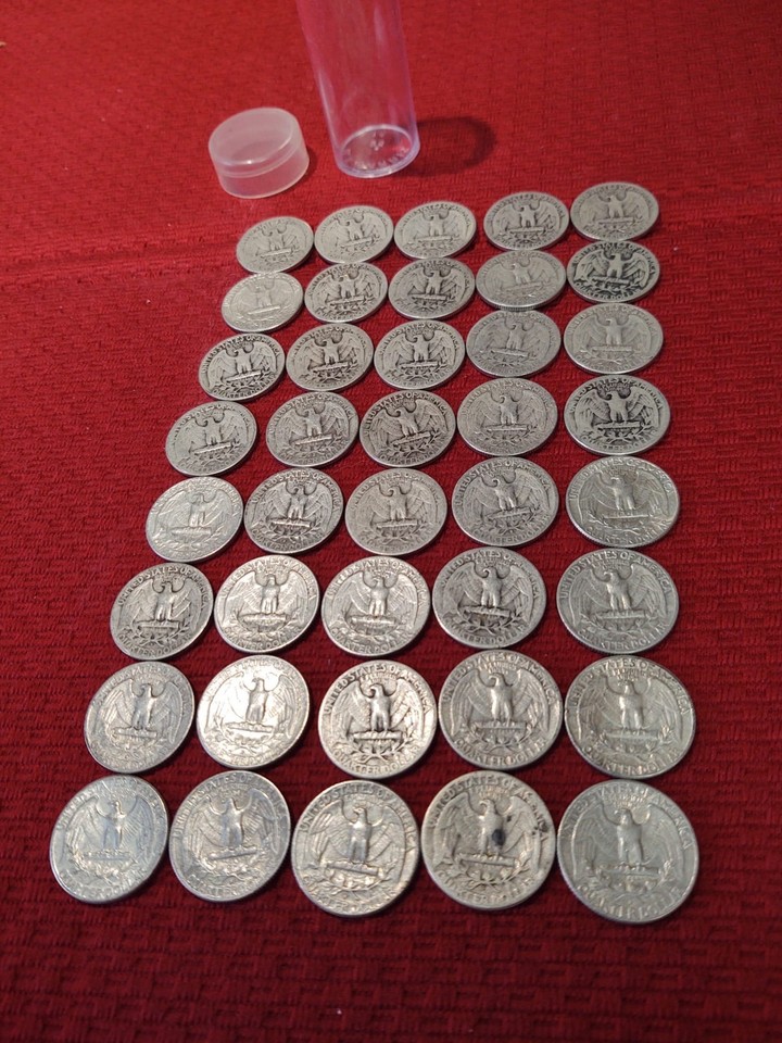 Roll of 40 US Washington Better Silver Quarters Mixed Condition / Dates ...