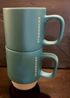 2 Stackable Starbucks Spring Mug 2016 Ceramic Teal/Blue | eBay