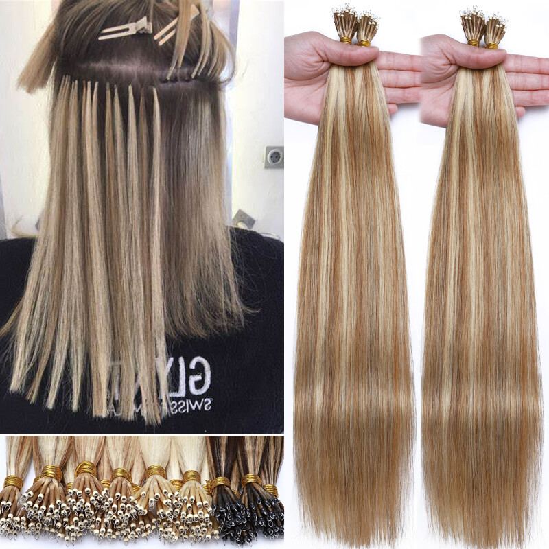 Nano Ring Remy Human Hair Extensions Micro Loop Nano Bead Balayage 100g ...