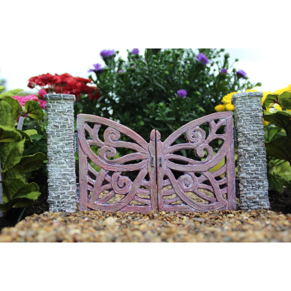 Butterfly Fairy Gate w Pillars WS 1744 Gate is hinged Miniature Fairy ...
