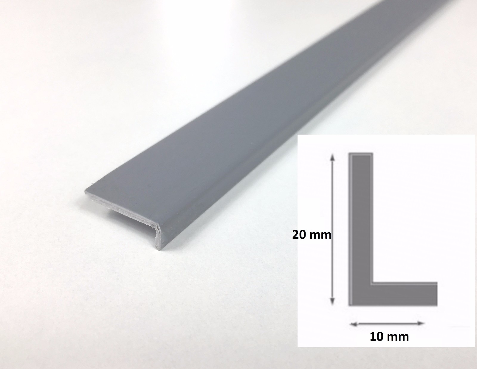 PVC CORNER UNEQUAL GRAY PLASTIC 90 DEGREE ANGLE TRIM 1 METRE VARIOUS ...