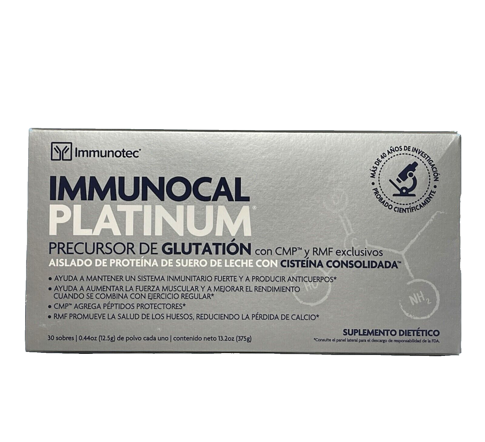 Immunotec Immunocal Platinum Glutathione Precursor 30 pouches Exp 10/ ...