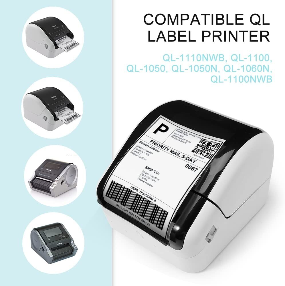 4 Rolls 4X6 Large Paper Shipping Labels DK-1241 for Brother QL-1100 QL ...