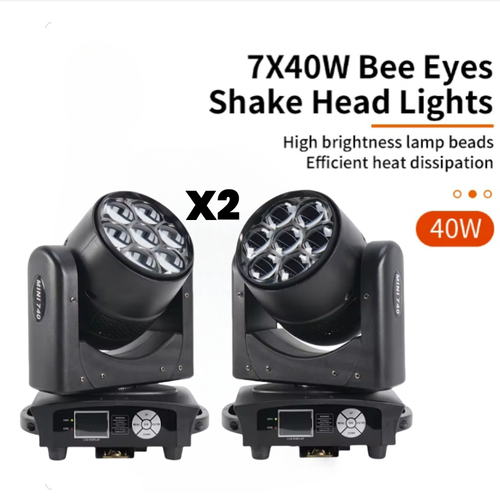 2pc/7x40W Mini Zoom Wash Light LED RGBW 4in1 Moving Head Dj Disco Stage ...