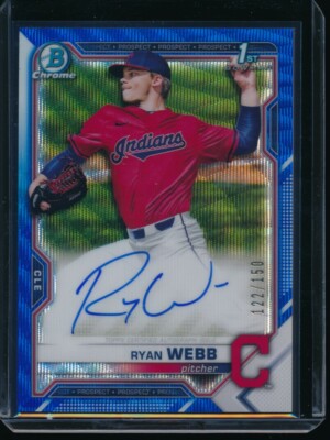 RYAN WEBB AUTO 2021 Bowman Chrome Draft Autograph BLUE WAVE REFRACTOR ...