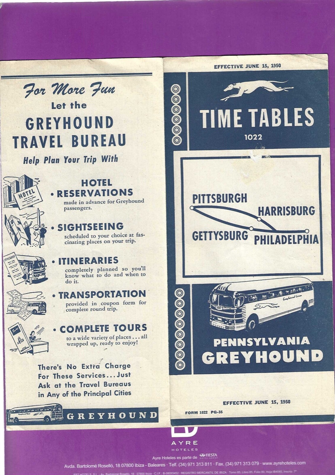 Pennsylvania Greyhound Bus Lines 1950 Timetable #3 | eBay