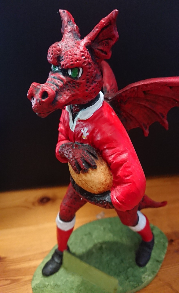 A Welsh Grogg Figure In Wales Rugby Kit Holding Rugby Ball | eBay UK